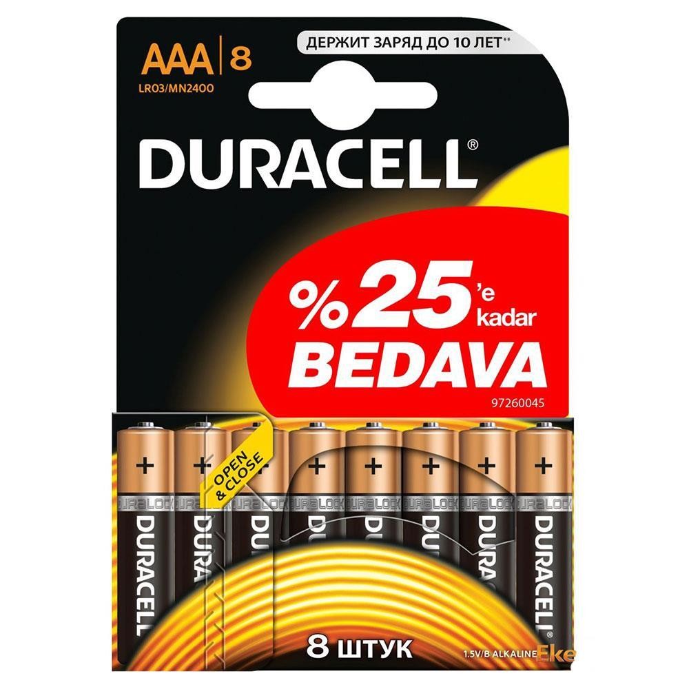 Duracell Alkalin Pil AAA 8 li Paket Fiyatı
